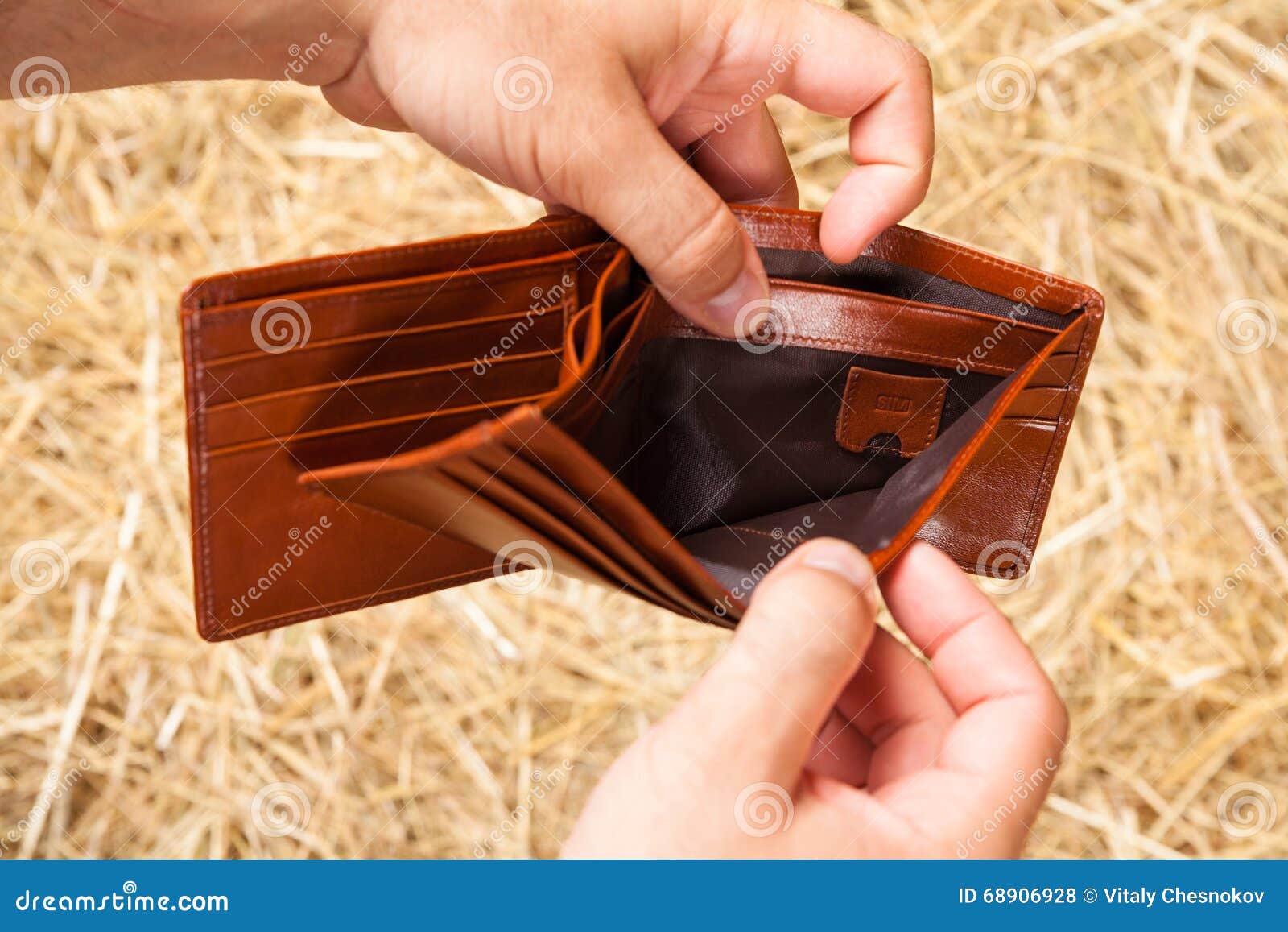 Wallet in hands stock photo. Image of closeup, holding - 68906928