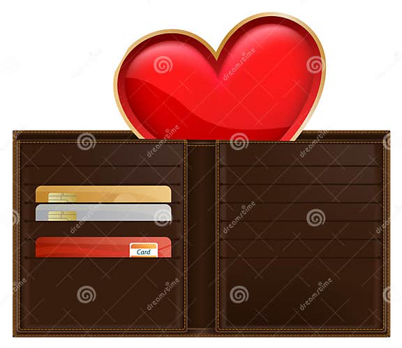 Wallet and heart stock vector. Illustration of payment - 29051536