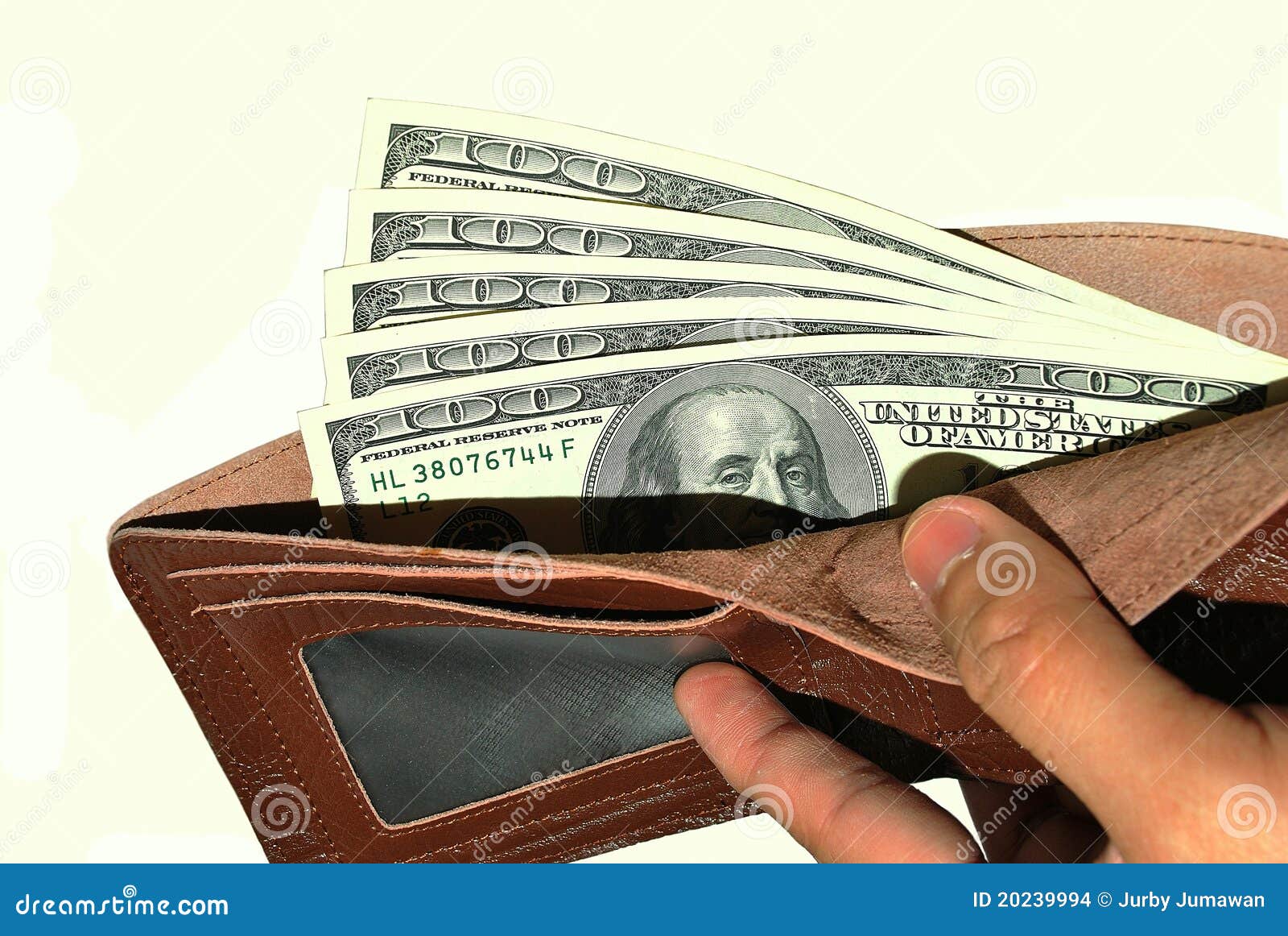 Wallet and Hundred US Dollar Bills Stock Photo - Image of purse ...