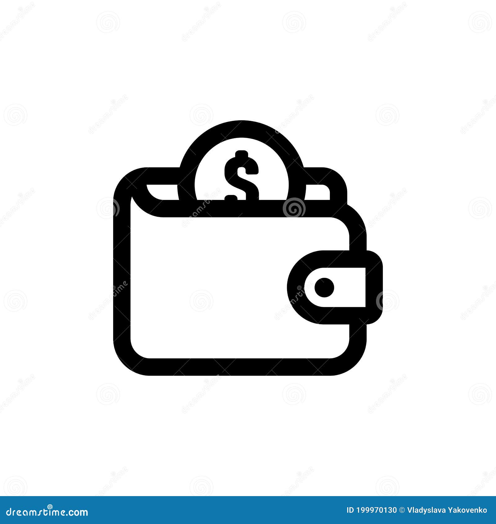 Wallet Icon in Black with Coin. Vector EPS 10 Stock Vector ...