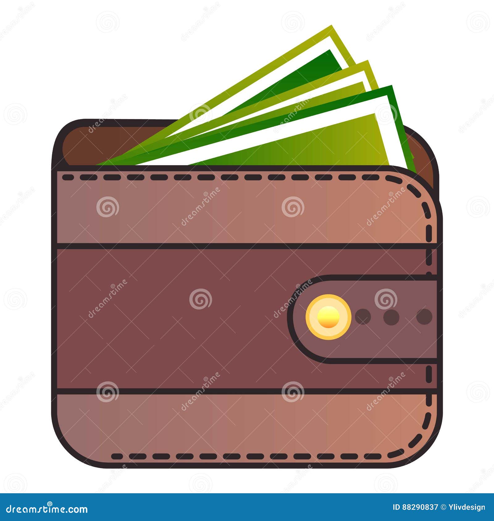 Wallet Icon, Flat Style Cartoon Vector | CartoonDealer.com #88290837
