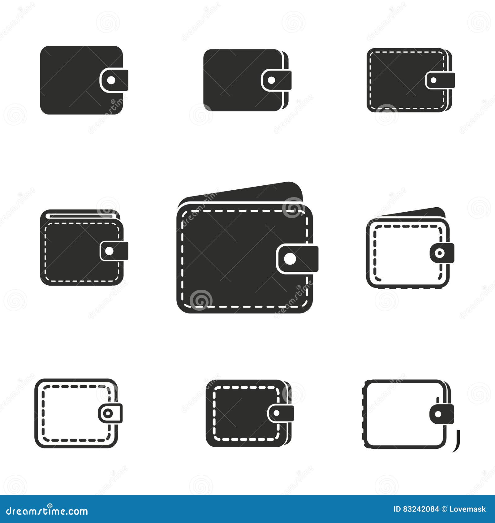 Wallet icon set. stock vector. Illustration of beauty - 83242084