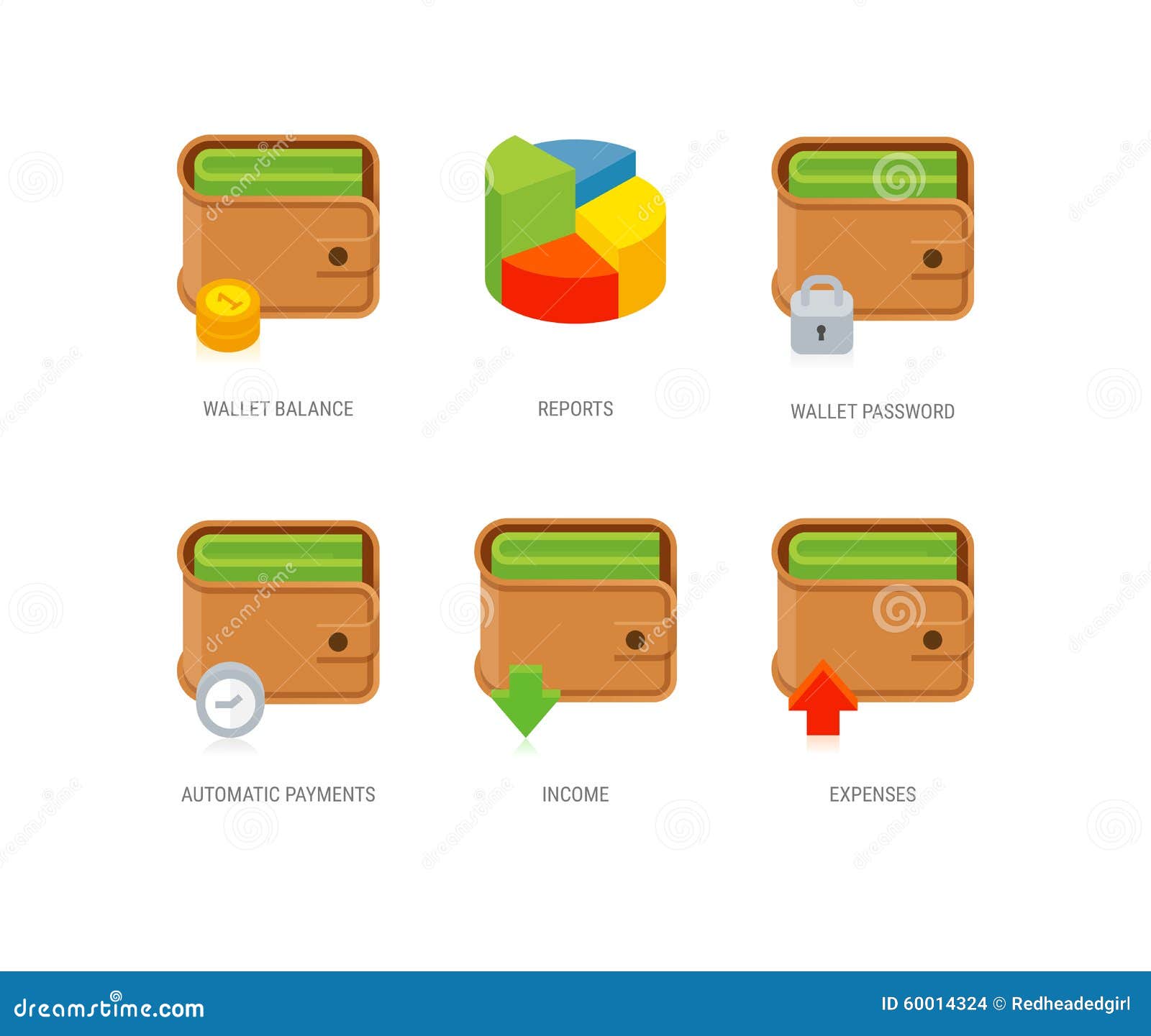 Wallet Icons stock vector. Illustration of payment, expenses - 60014324