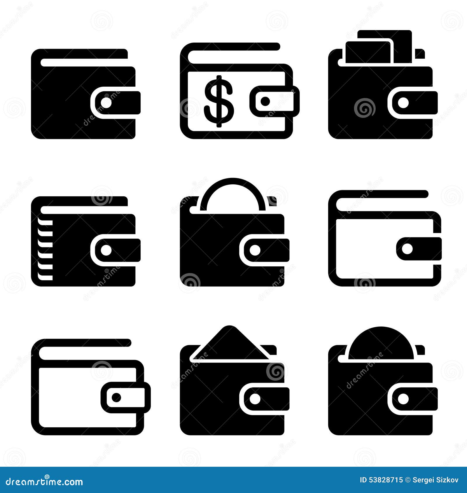 Wallet Icons Set on White Background. Vector Stock Vector ...