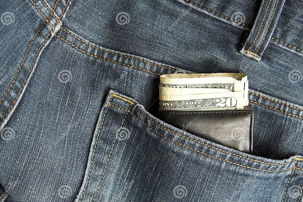 Wallet in jeans stock image. Image of green, banking, bucks - 1854165