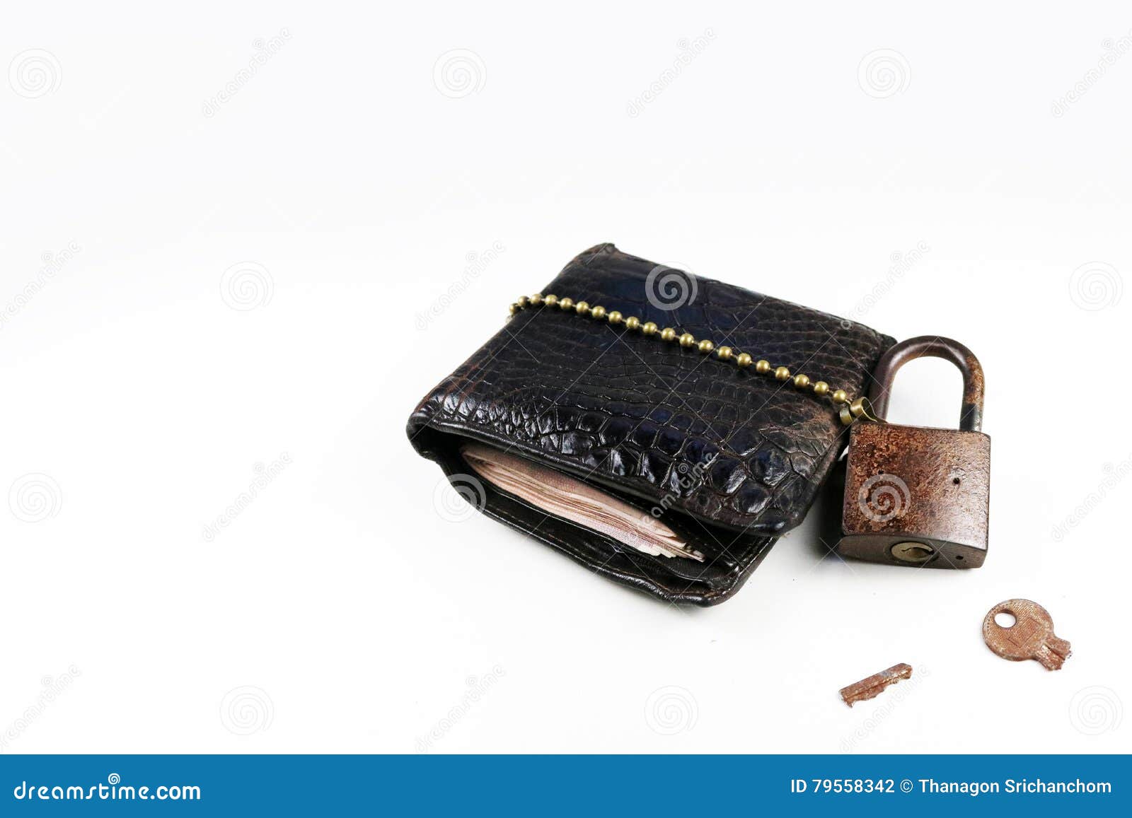 Wallet and Lock with White Background. Stock Photo - Image of keys ...