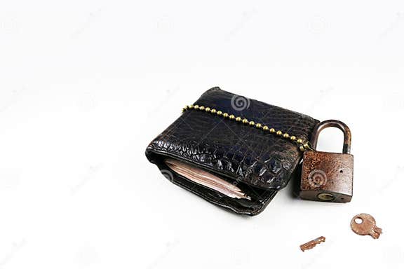 Wallet and Lock with White Background. Stock Photo - Image of keys ...