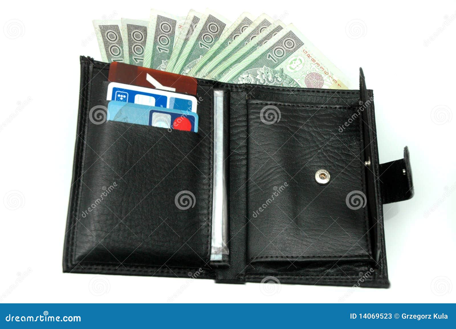 Wallet with money stock image. Image of black, card, money - 14069523