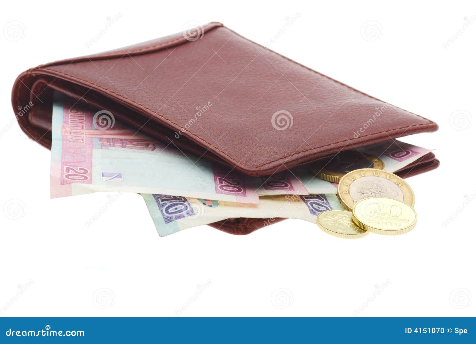 Wallet with money stock photo. Image of bulging, golden - 4151070