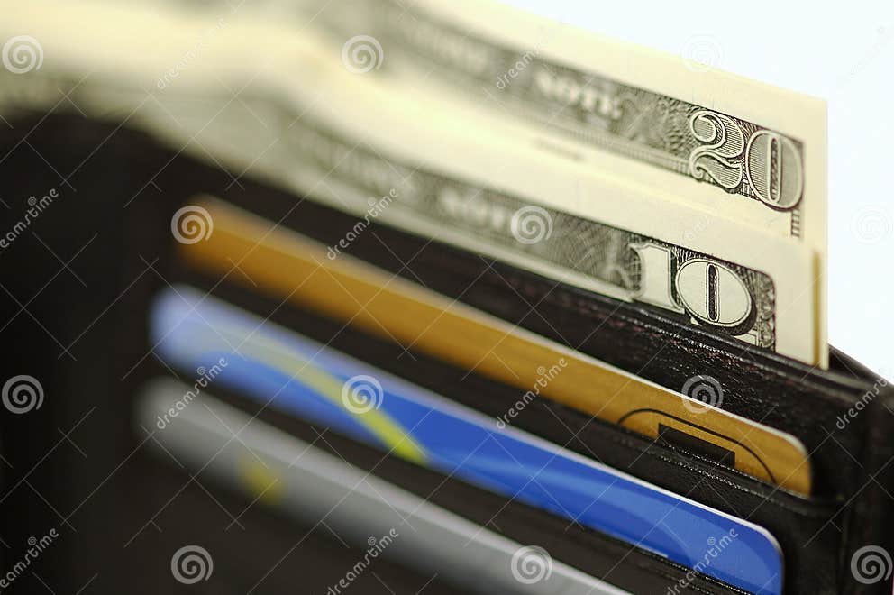 Wallet with Money and Cards Stock Image - Image of monetary, isolated ...
