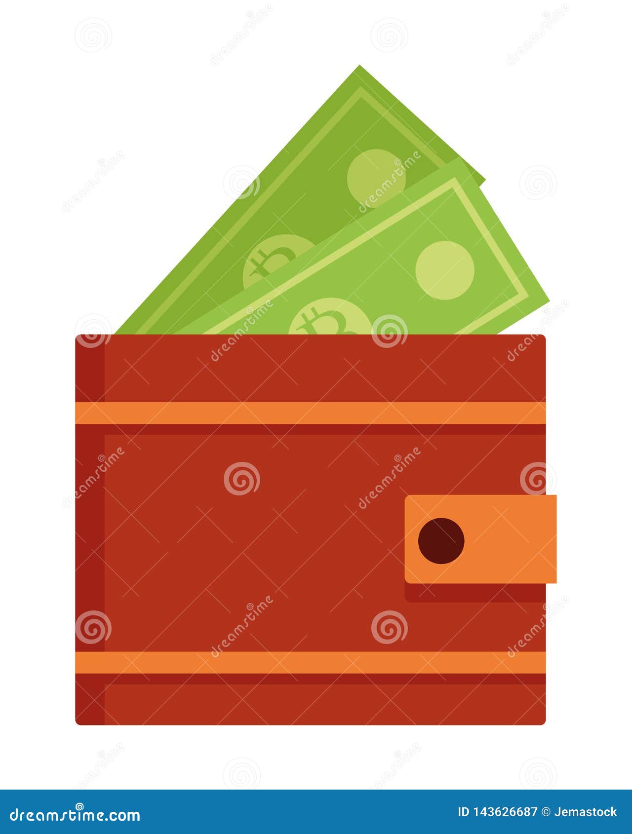 Wallet with money cartoon stock vector. Illustration of isolated ...