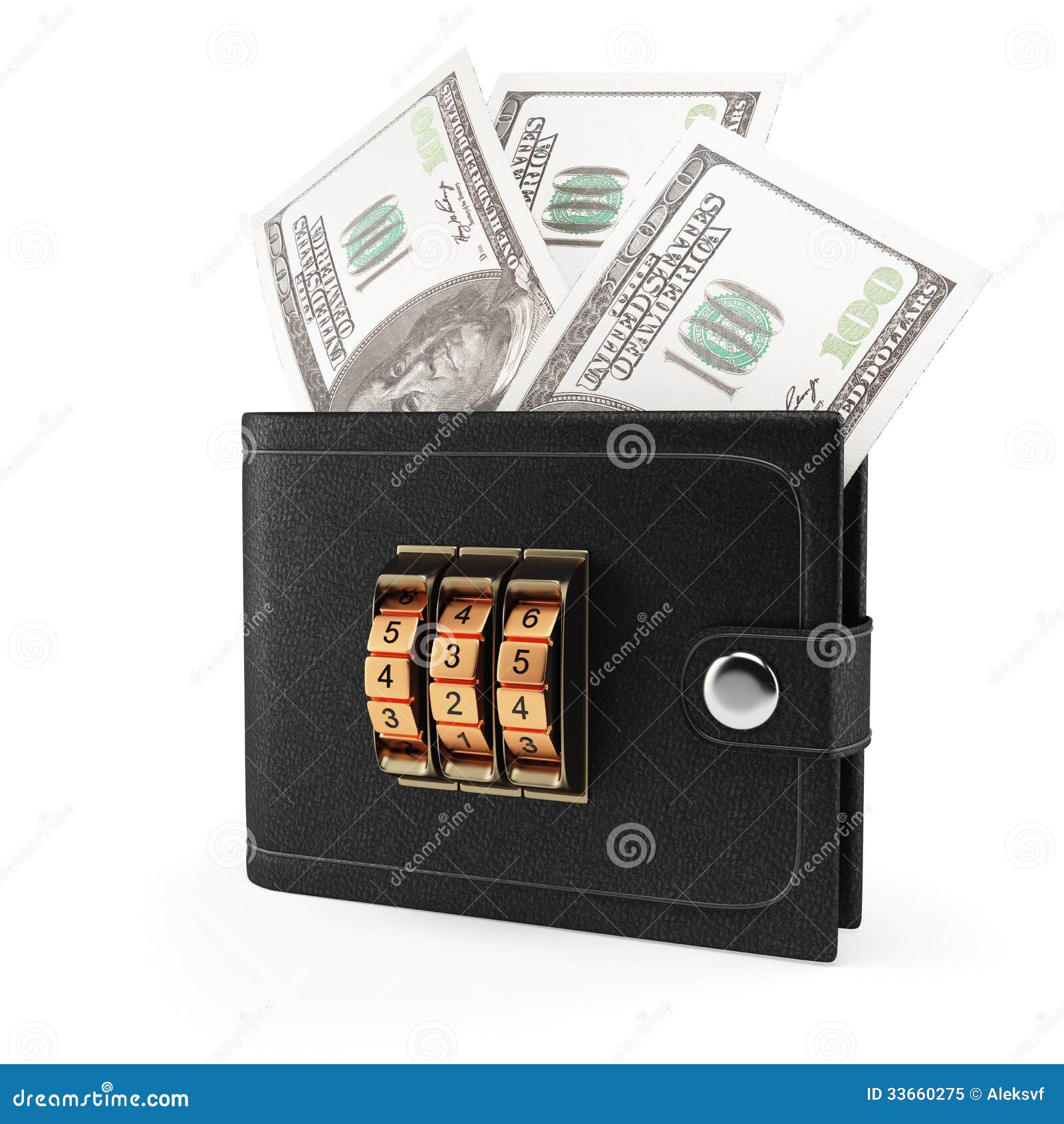 Wallet with Money and Combination Lock Stock Illustration ...