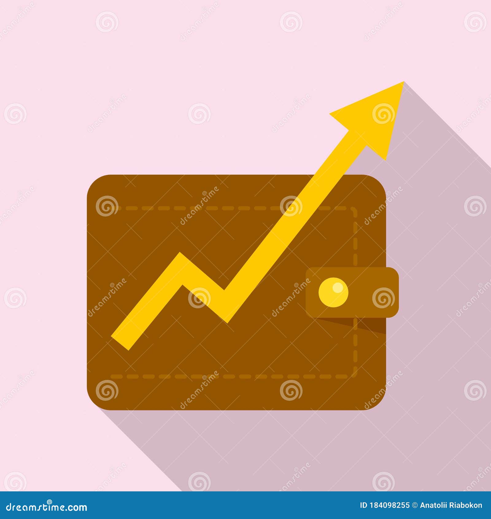 Wallet Money Graph Icon, Flat Style Stock Vector - Illustration of ...
