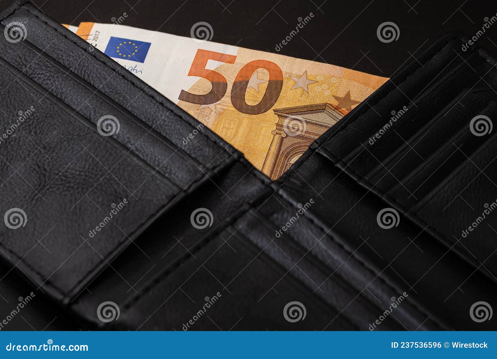 Wallet with Money on the Table, Wallet with EURO Banknotes Stock Photo ...
