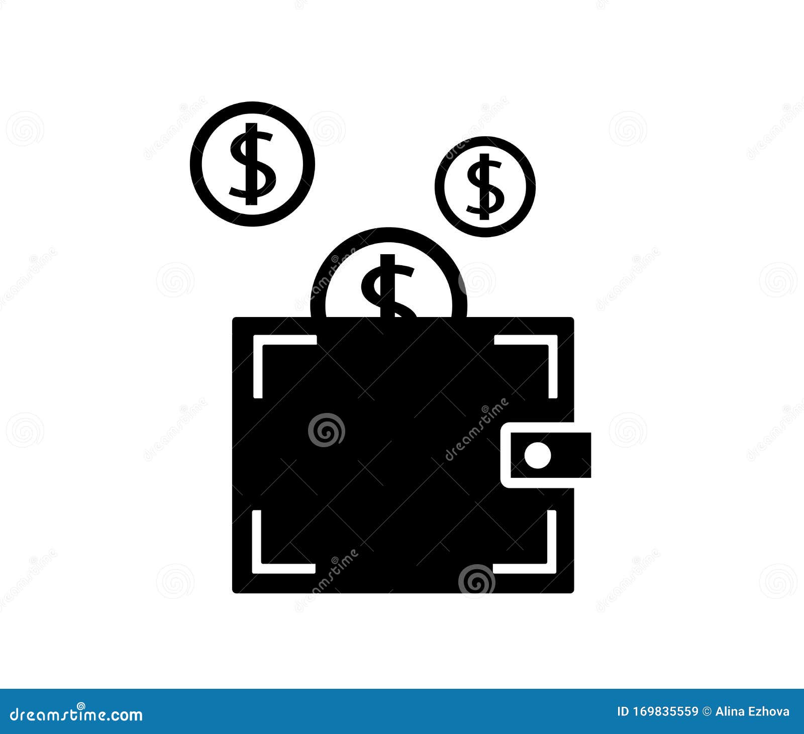Wallet with Money on a White Background. Symbol Stock Vector ...