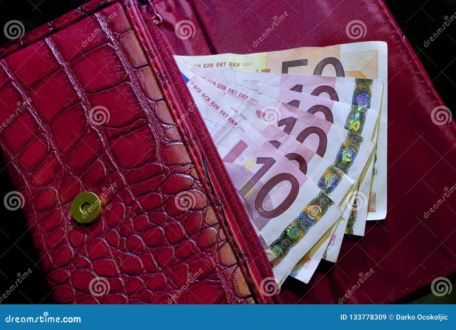 Wallet with notes stock image. Image of finances, leather - 133778309