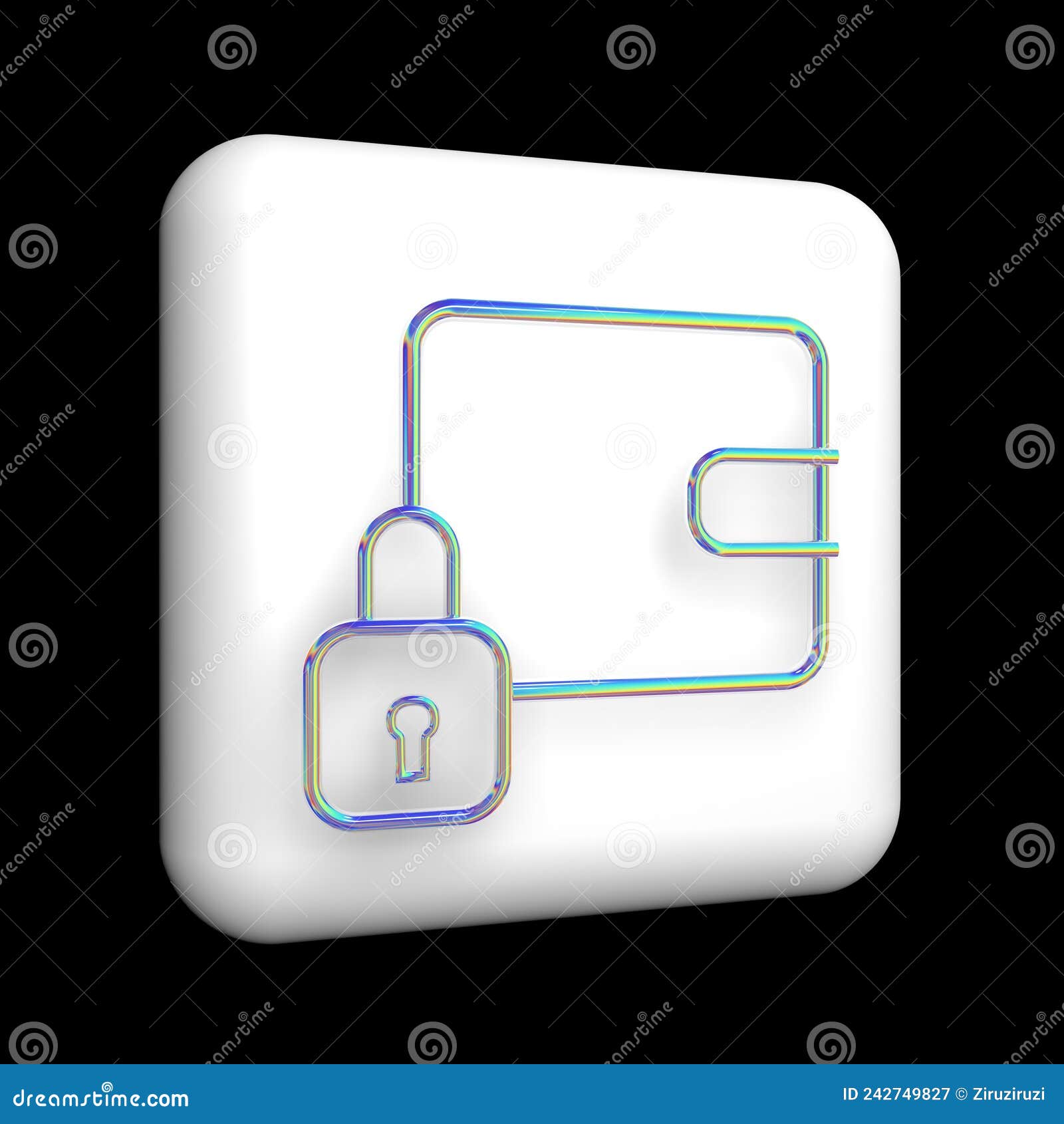 The Wallet Sign is Closed with a Lock, a 3d Icon on a White Cube, Stock ...