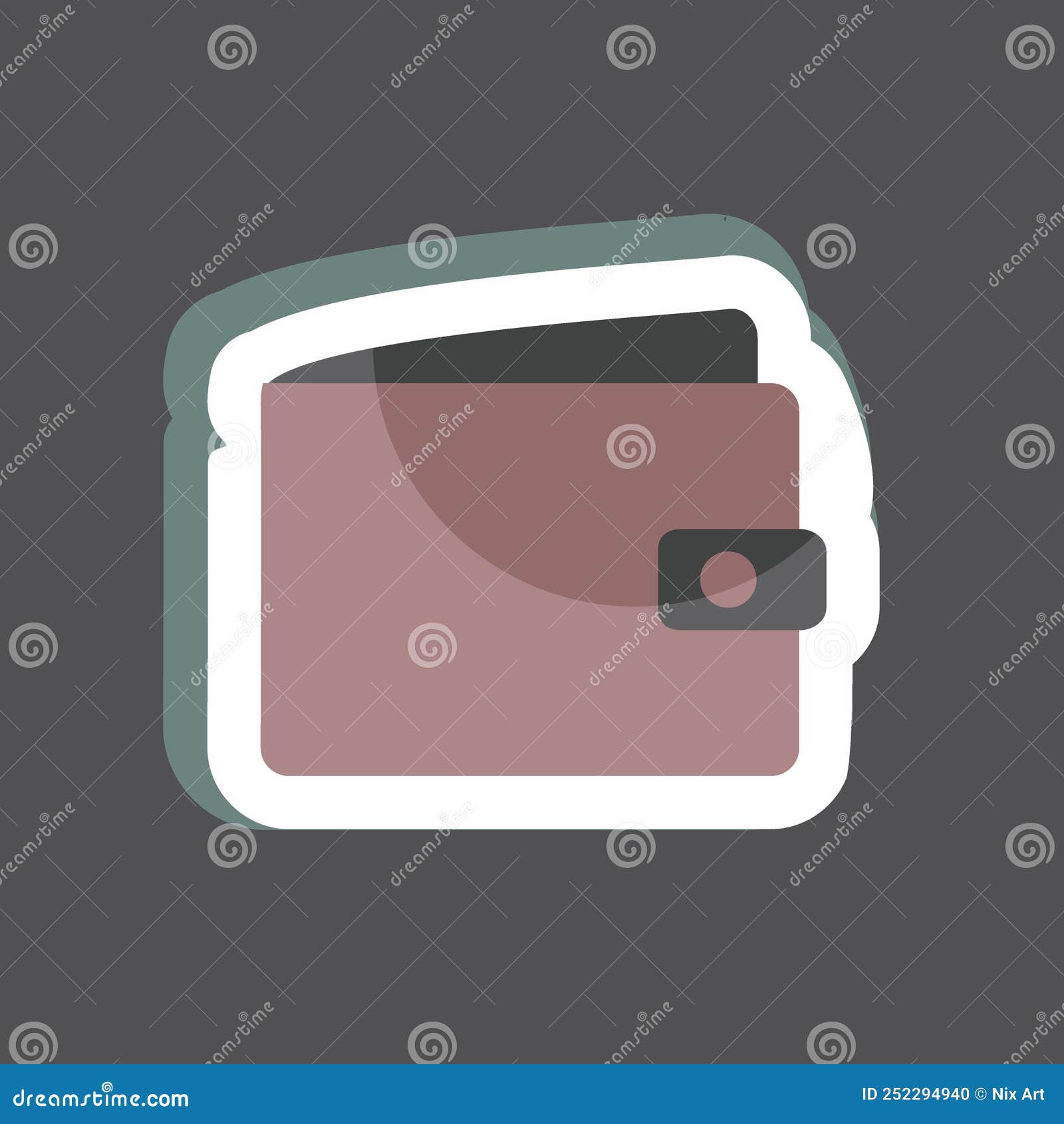 Wallet Sticker in Trendy Isolated on Black Background Stock ...