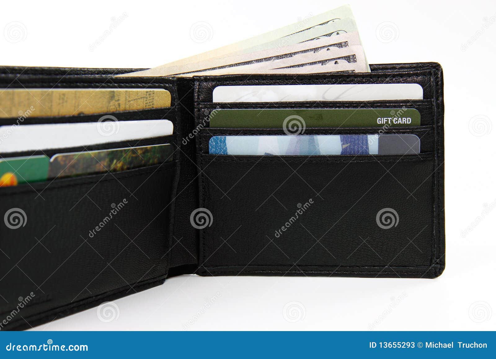 Wallet Stuffed with Cash and Cards Stock Image - Image of card ...