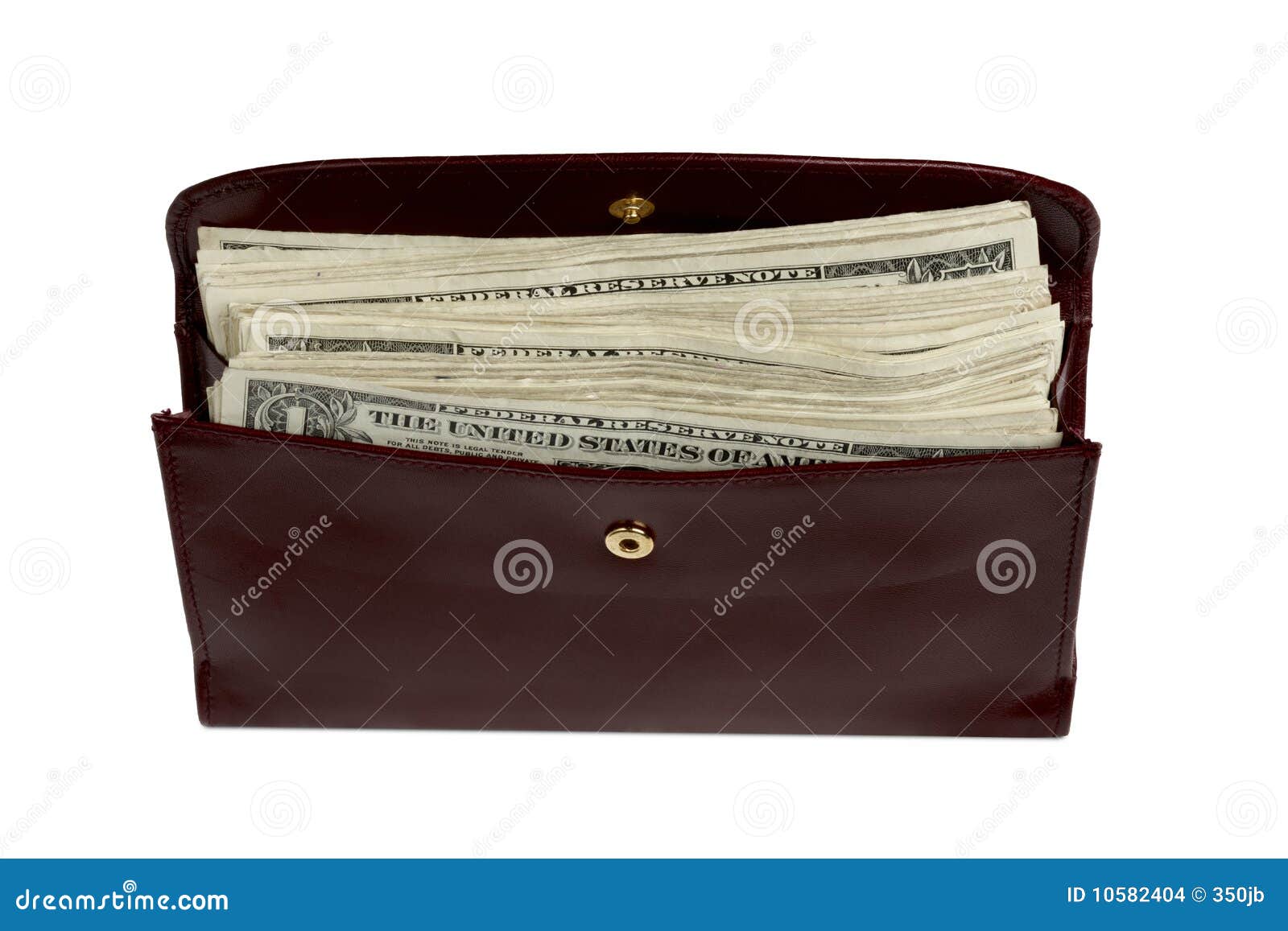 Wallet stuffed with money stock photo. Image of leather - 10582404