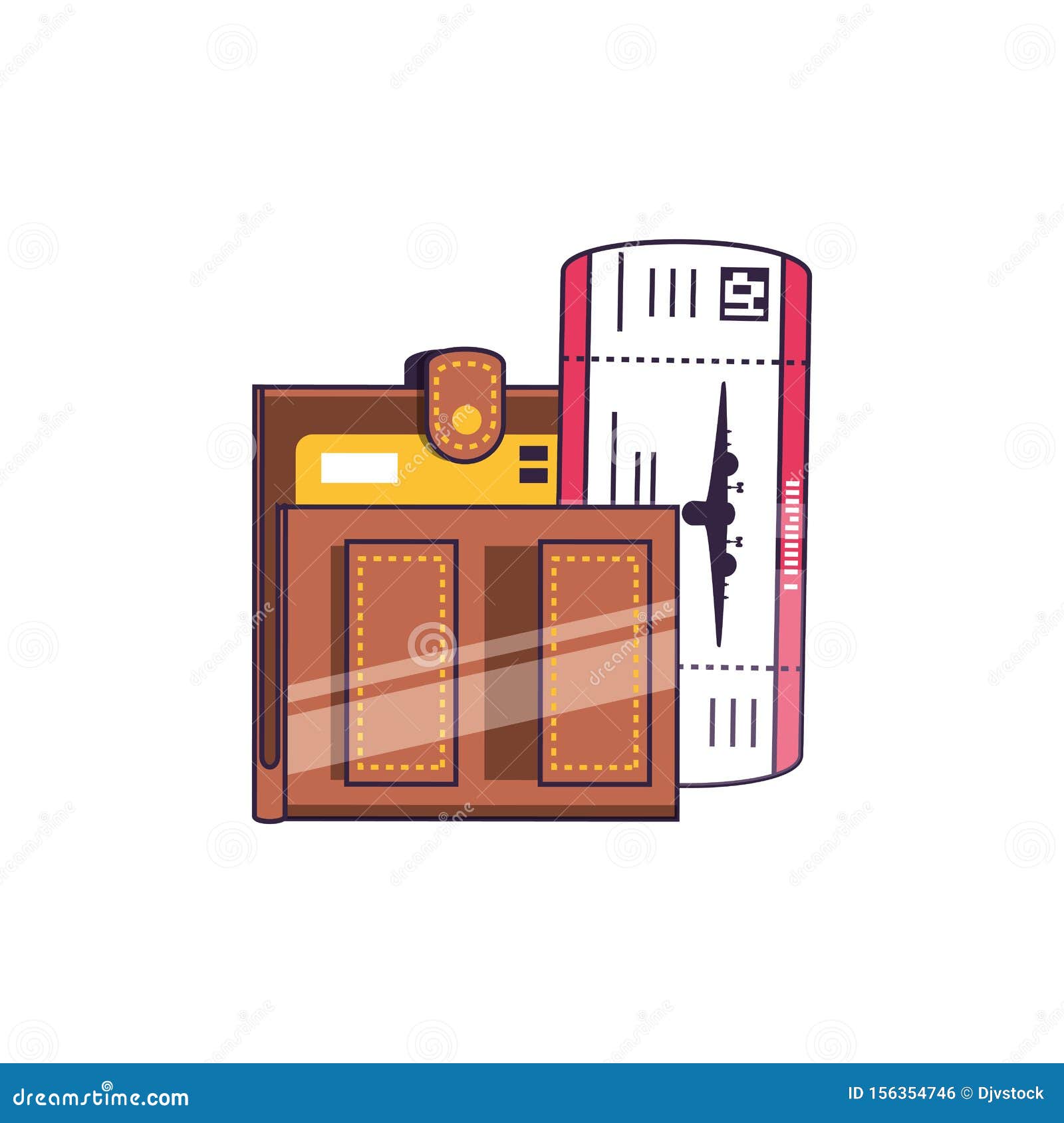 Wallet with Ticket Flight Document Stock Illustration - Illustration of ...