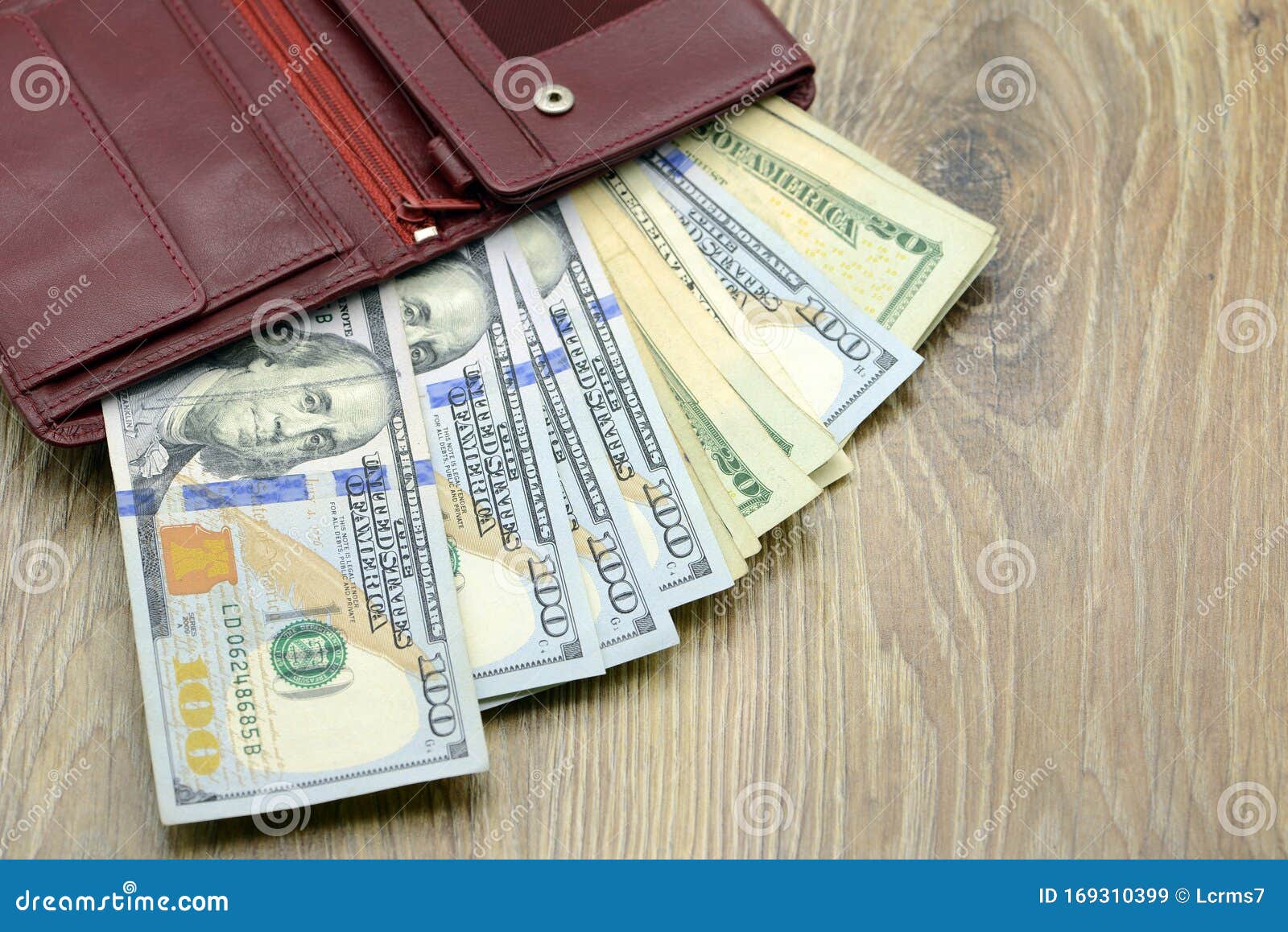 Wallet with Us Dollar Bank Notes Hanging Out Stock Image - Image of ...