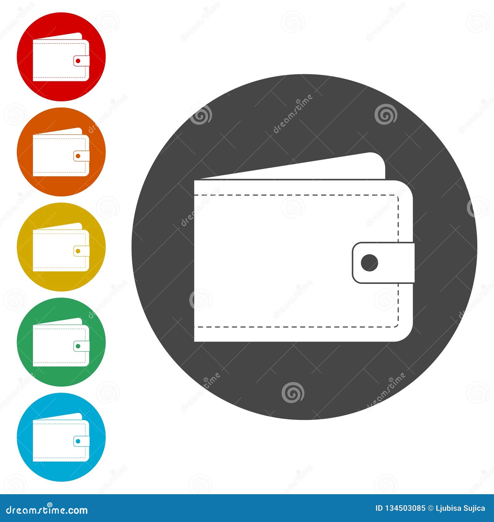 Wallet - vector icons set stock vector. Illustration of check - 134503085