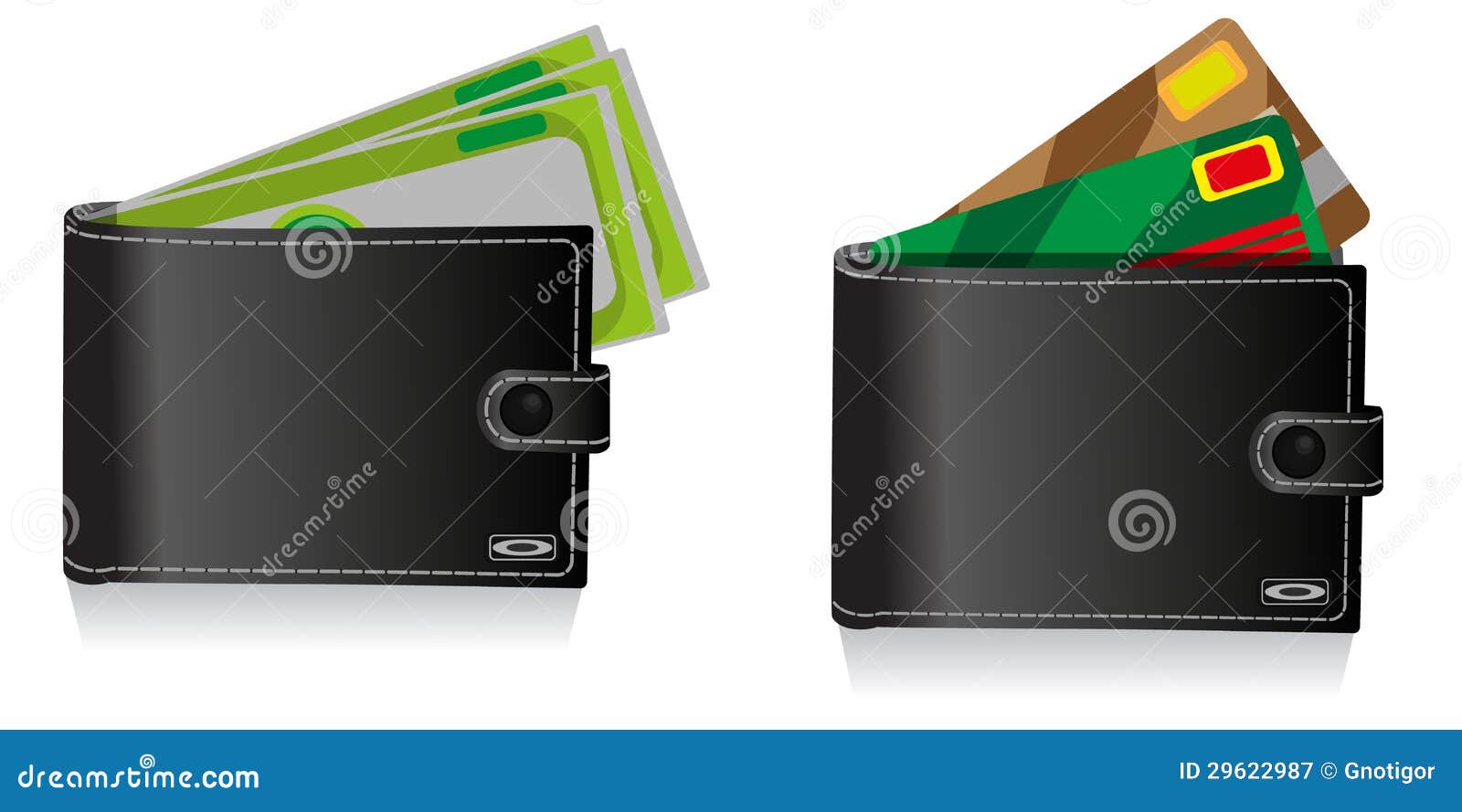 Wallets with Money and Bank Cards Stock Vector - Illustration of dollar ...