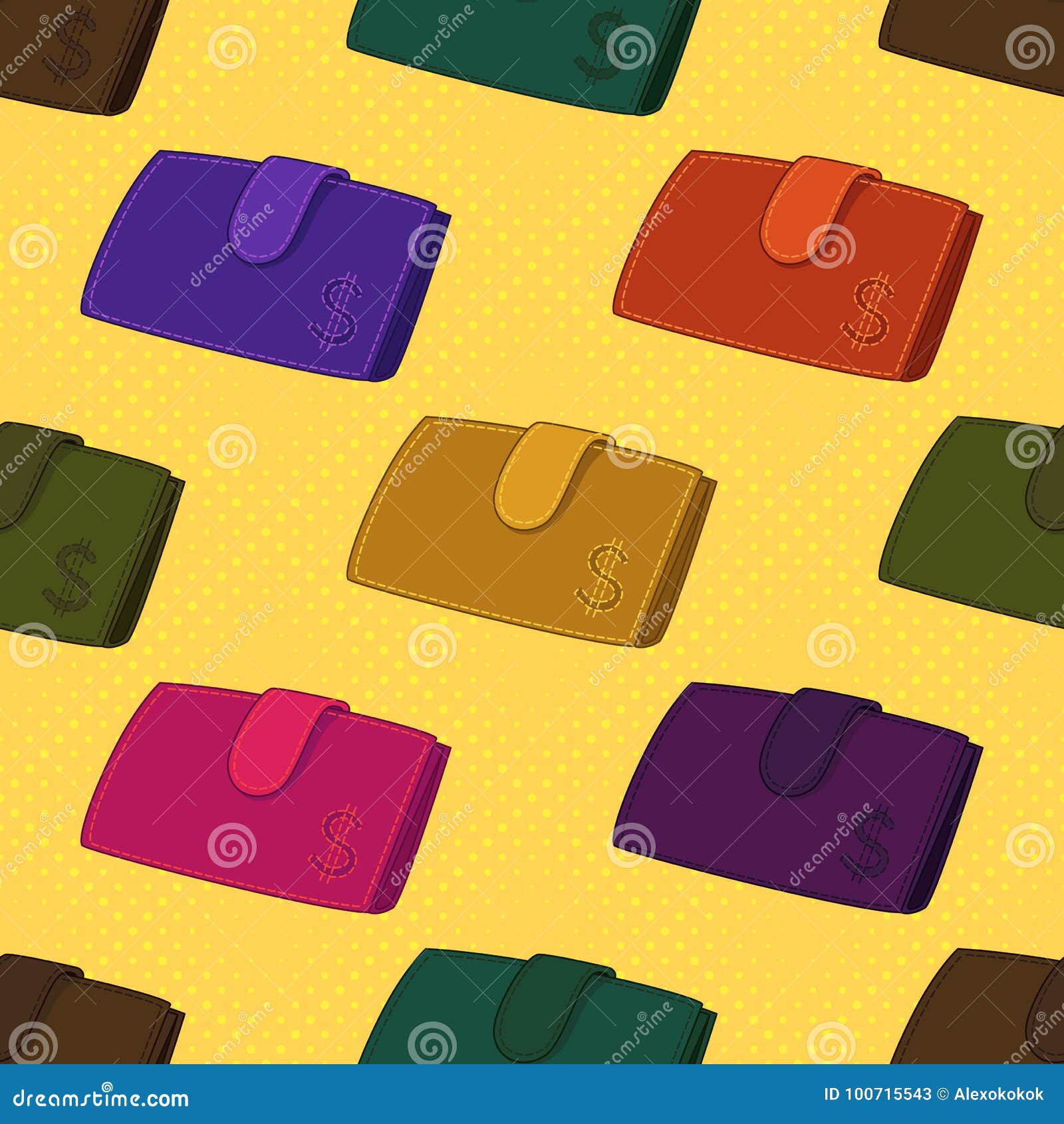 Wallets, Seamless Background Stock Vector - Illustration of object ...