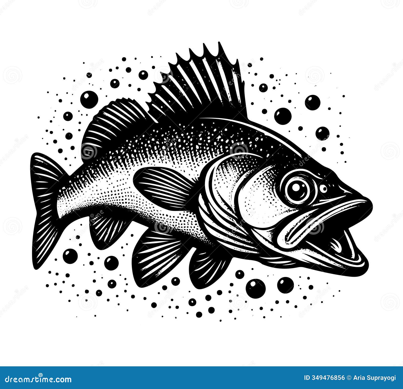 Walleye Fish Hand Drawn Vintage Vector Stock Illustration ...