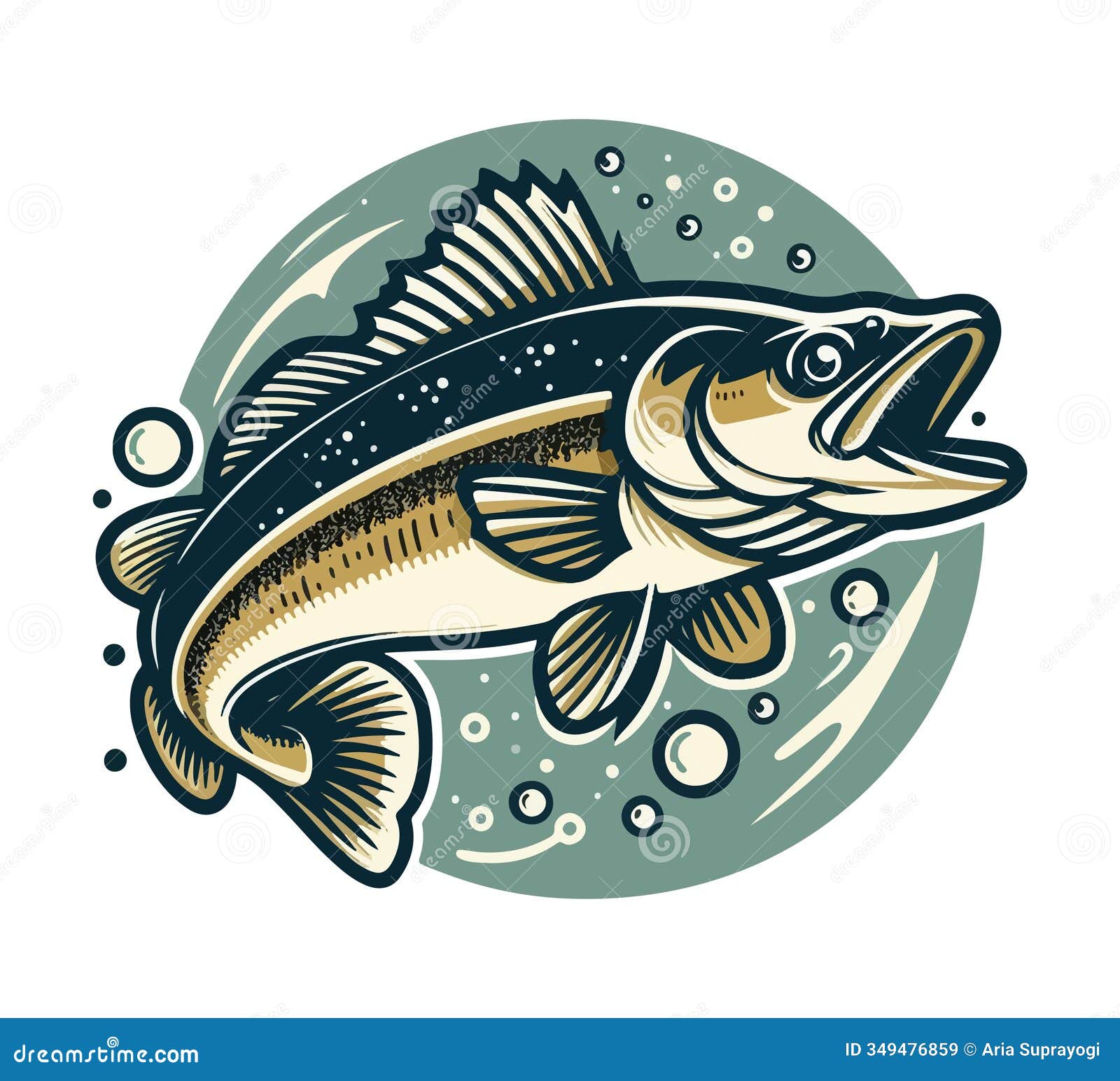 Walleye Fish Hand Drawn Vintage Vector Stock Illustration ...