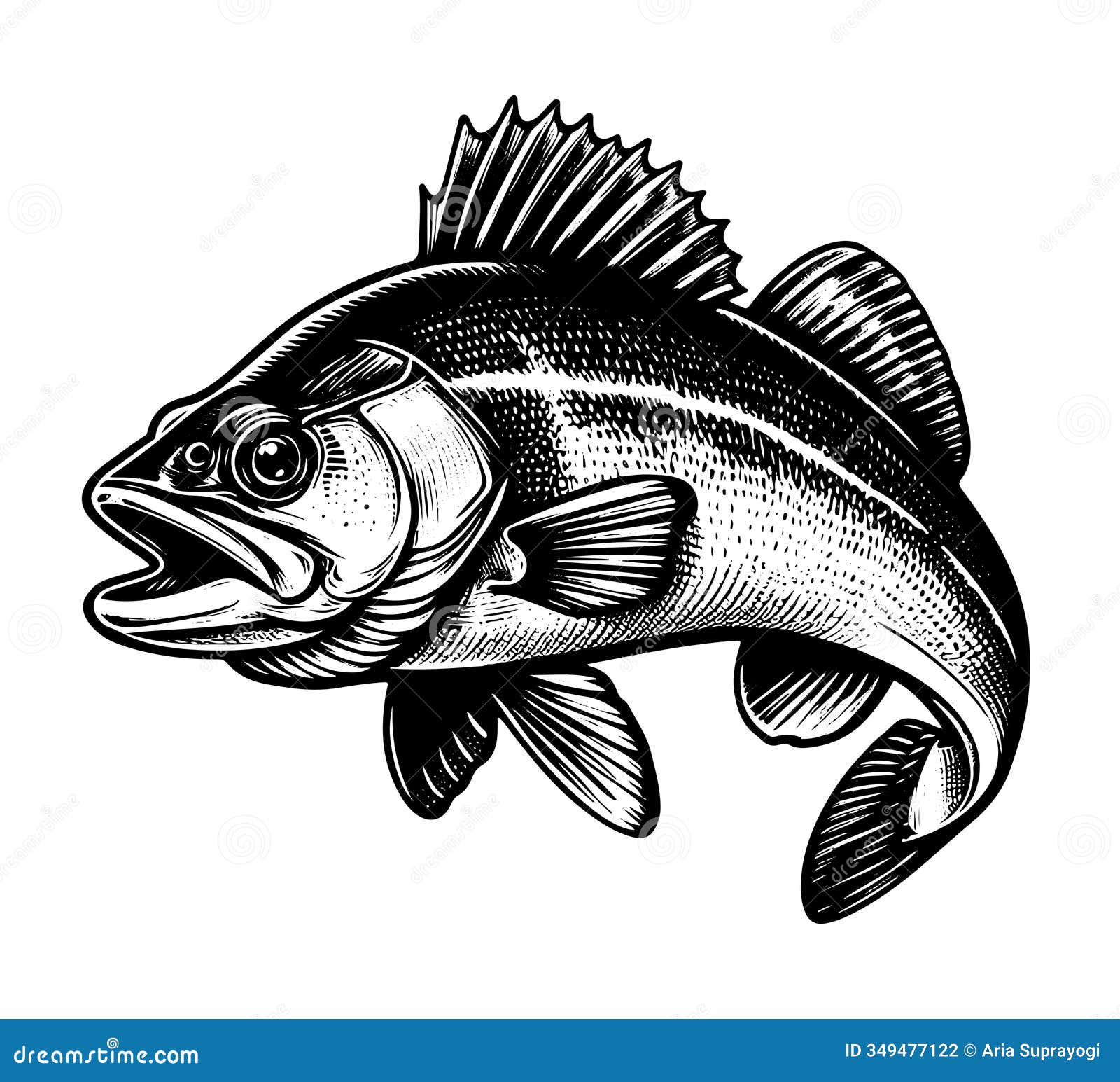 Walleye Fish Hand Drawn Vintage Vector Stock Illustration ...