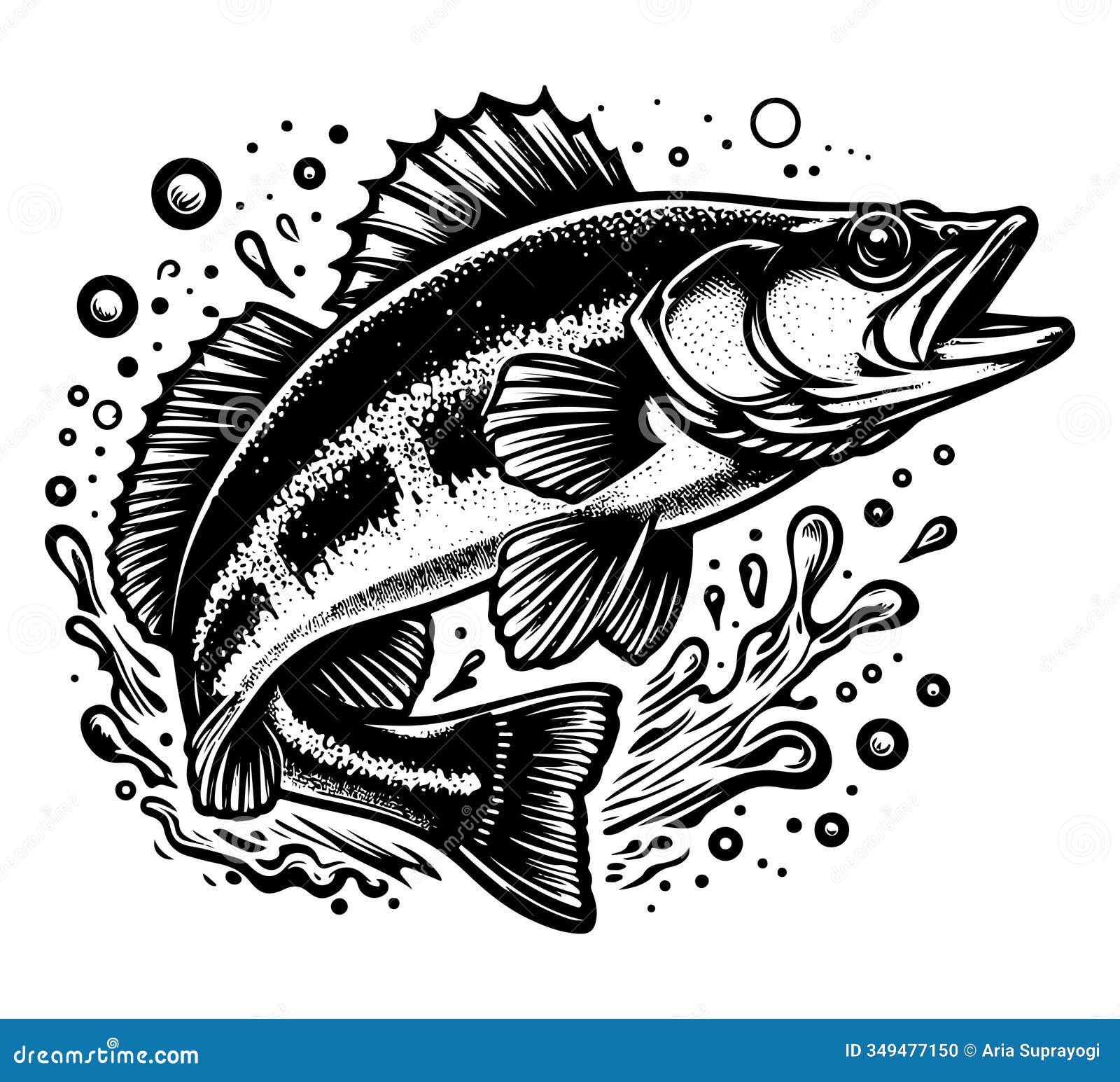 Walleye Fish Hand Drawn Vintage Vector Stock Illustration ...