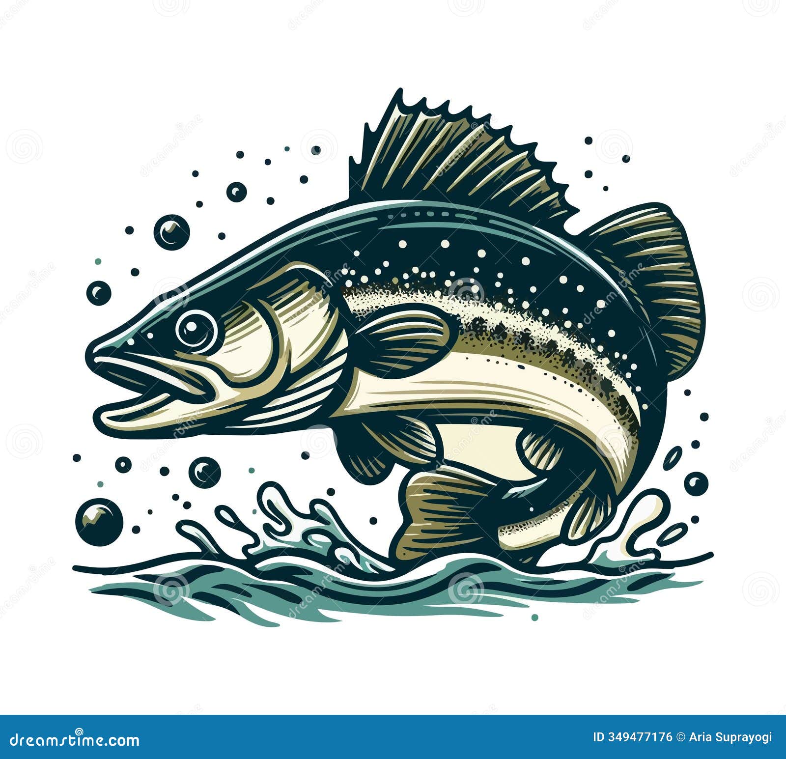 Walleye Fish Hand Drawn Vintage Vector Stock Illustration ...