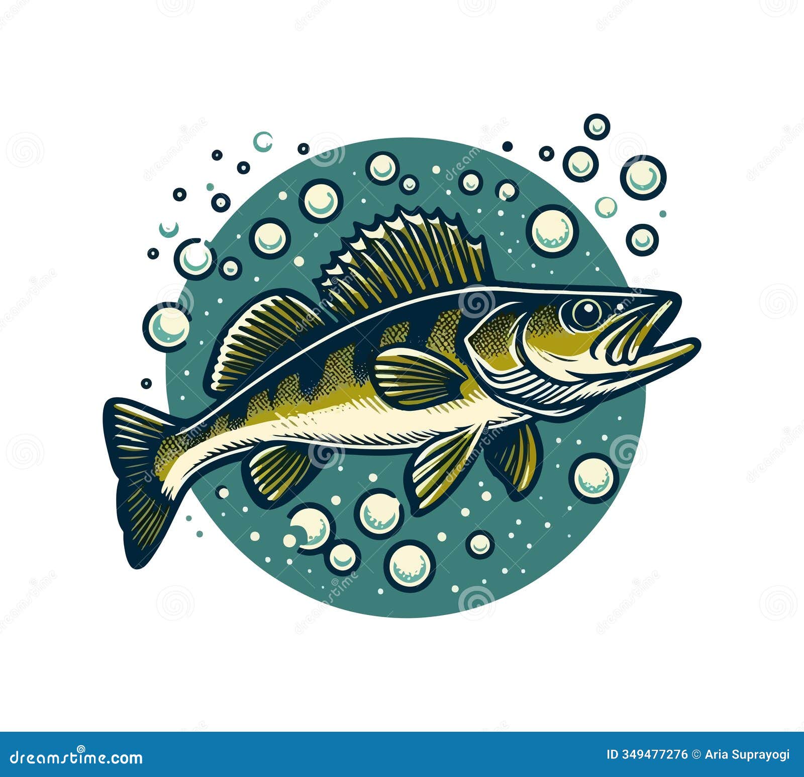 Walleye Fish Hand Drawn Vintage Vector Stock Illustration ...