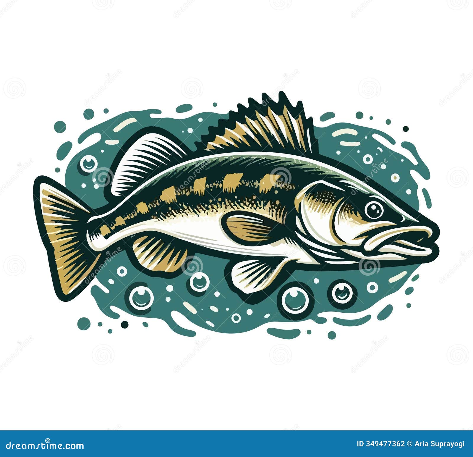 Walleye Fish Hand Drawn Vintage Vector Stock Illustration ...