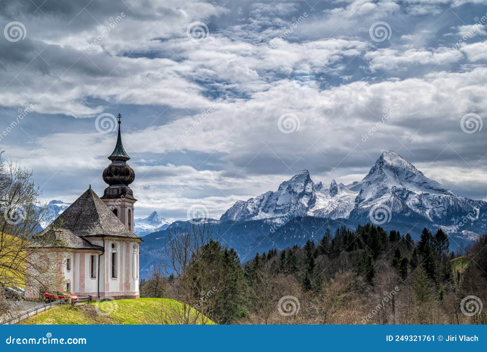 Wallfahrtskirche Maria Gern and Watzmann Massif Stock Image - Image of ...