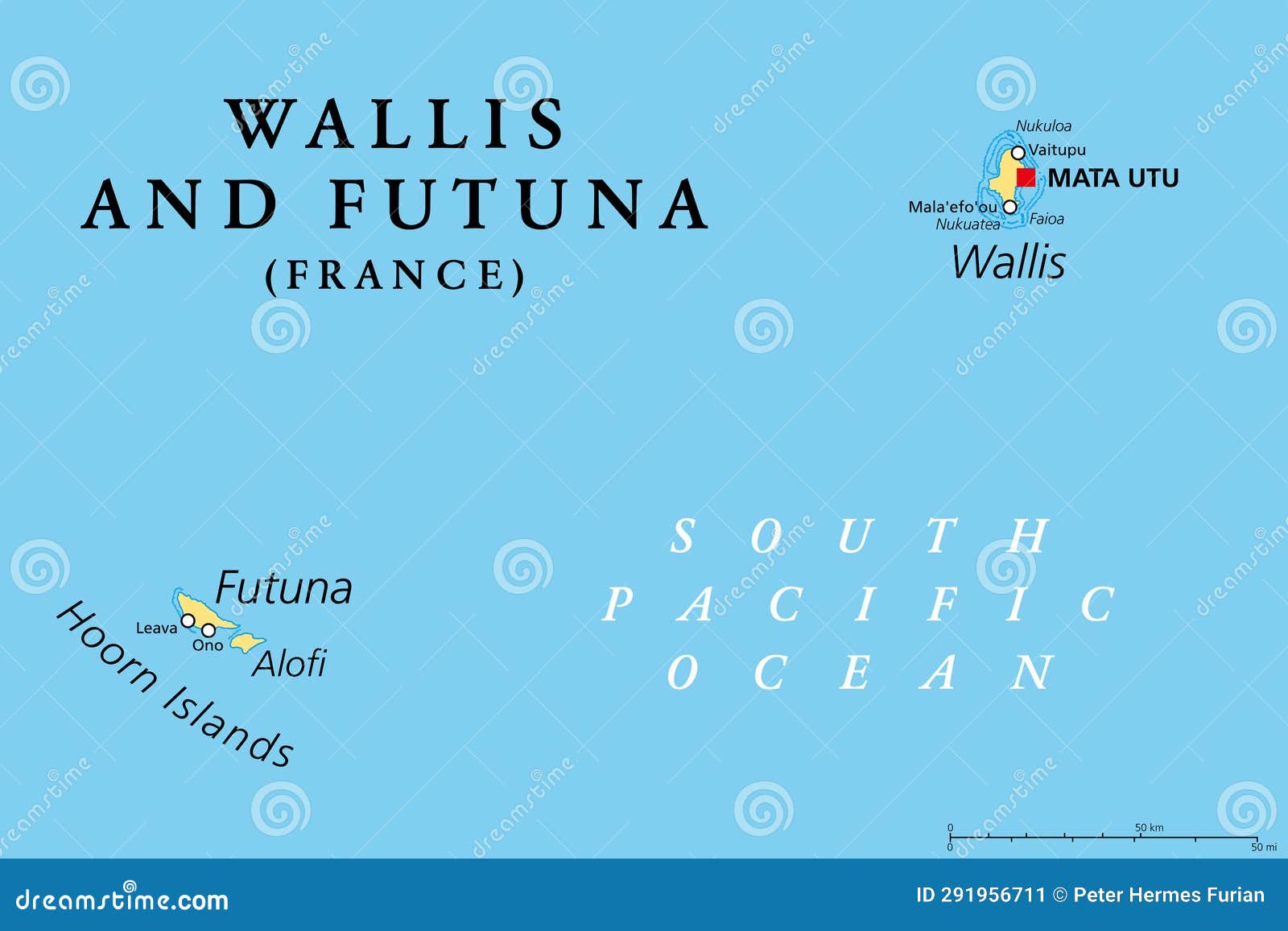 Wallis and Futuna, Island Collectivity of France, Political Map Stock ...