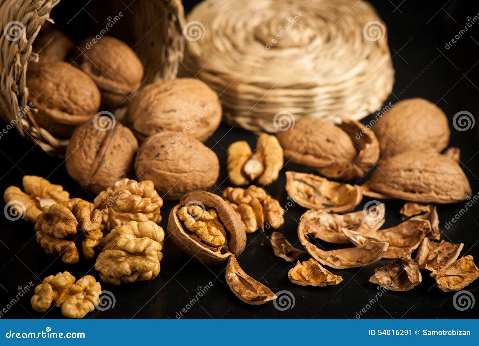 Wallnuts on a Table in Small Baskets Stock Image - Image of hard, close ...
