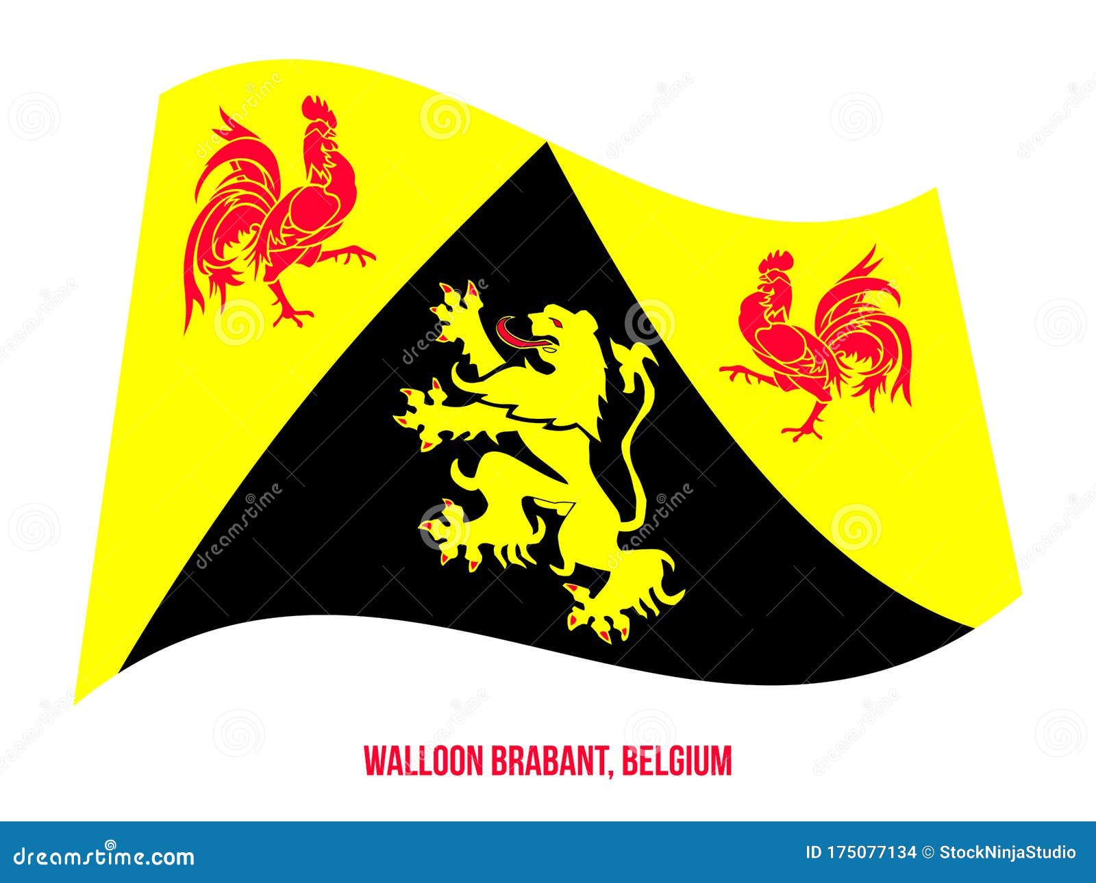 Walloon Brabant Flag Waving Vector Illustration on White Background ...