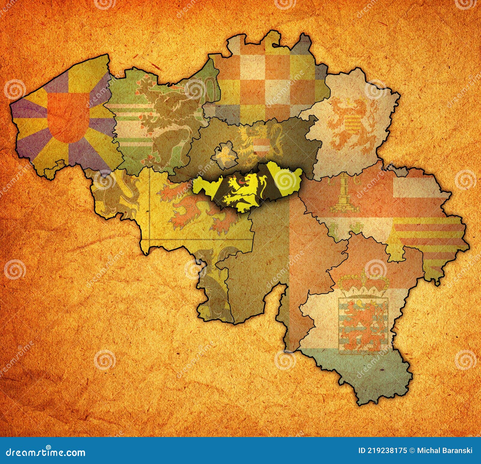 Walloon Brabant on Map of Belgium Stock Illustration - Illustration of ...