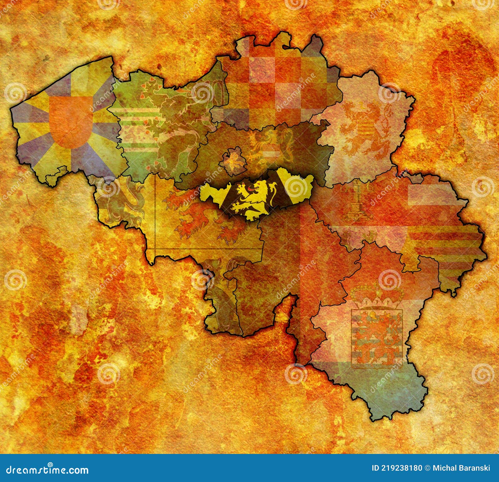 Walloon Brabant on Map of Belgium Stock Illustration - Illustration of ...