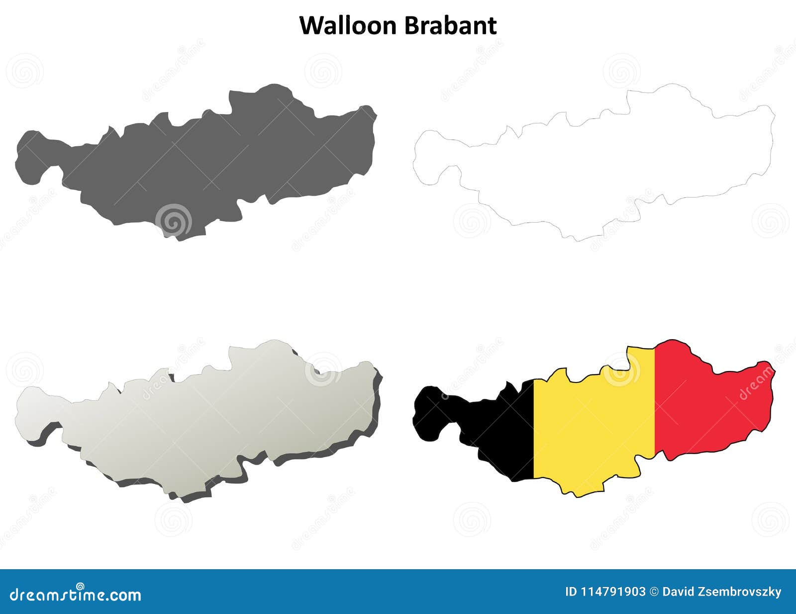 Walloon Brabant Outline Map Set - Belgian Version Stock Vector ...