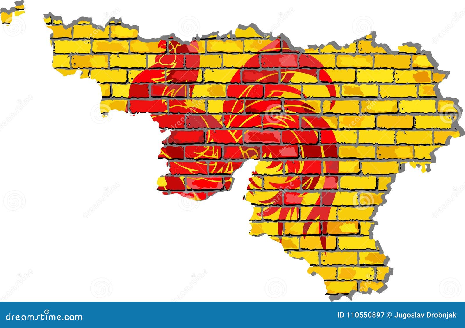 Walloon Map On A Brick Wall Cartoon Vector | CartoonDealer.com #110550897