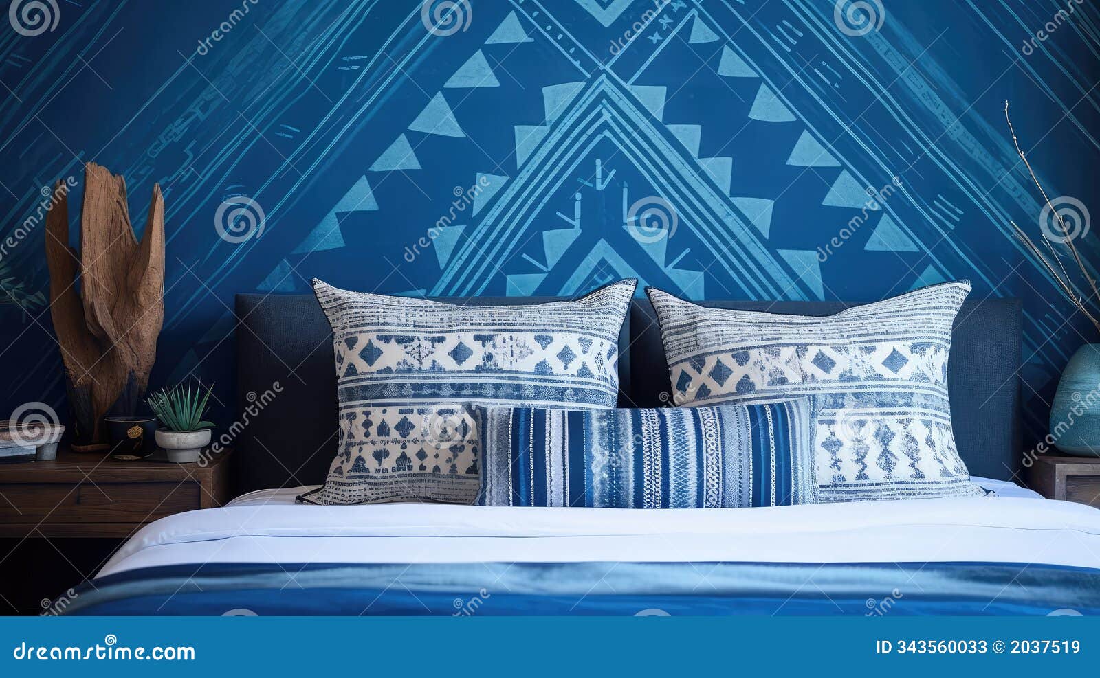 Wallpaper Aztec Pattern Blue Stock Illustration - Illustration of ...