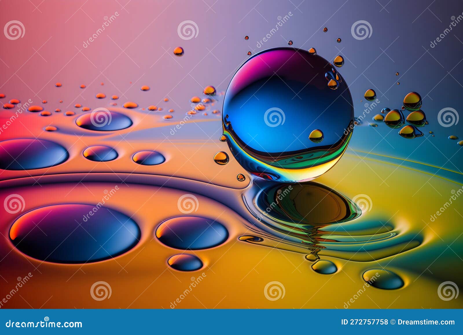 Wallpaper Background with Falling Drop in the Rainbow-colored ...