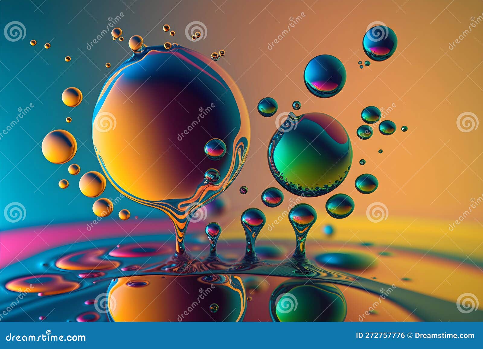 Wallpaper Background with Falling Drop in the Rainbow-colored ...