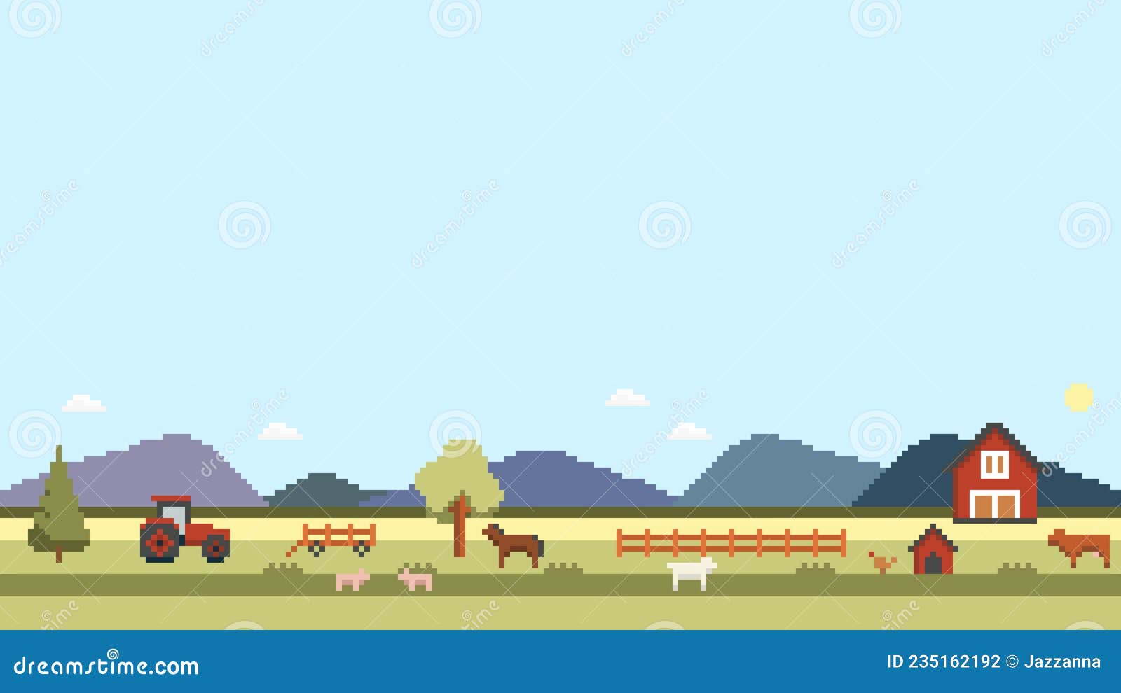 Wallpaper Background Pixel Art Farm Stock Vector - Illustration of ...