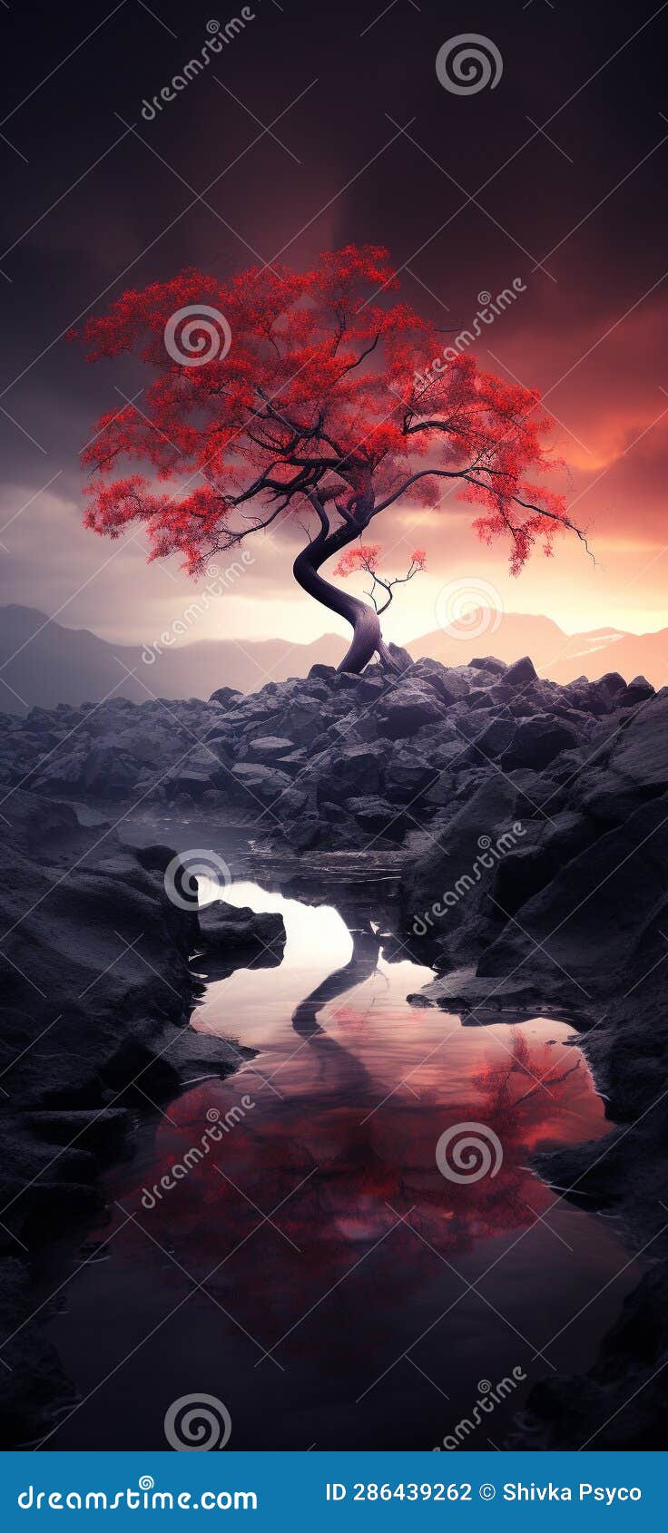 Wallpaper of Beautiful Tree in Rock Area Generative AI Stock ...