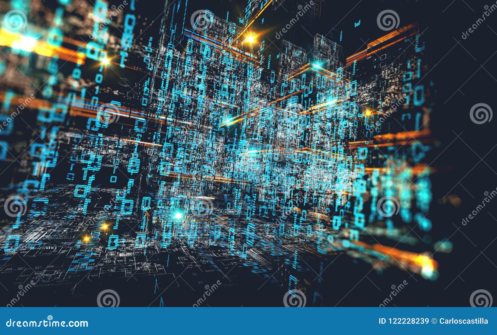 Abstract Background of Technology, Science and Cloud Computer.3d Illustration Stock Illustration ...